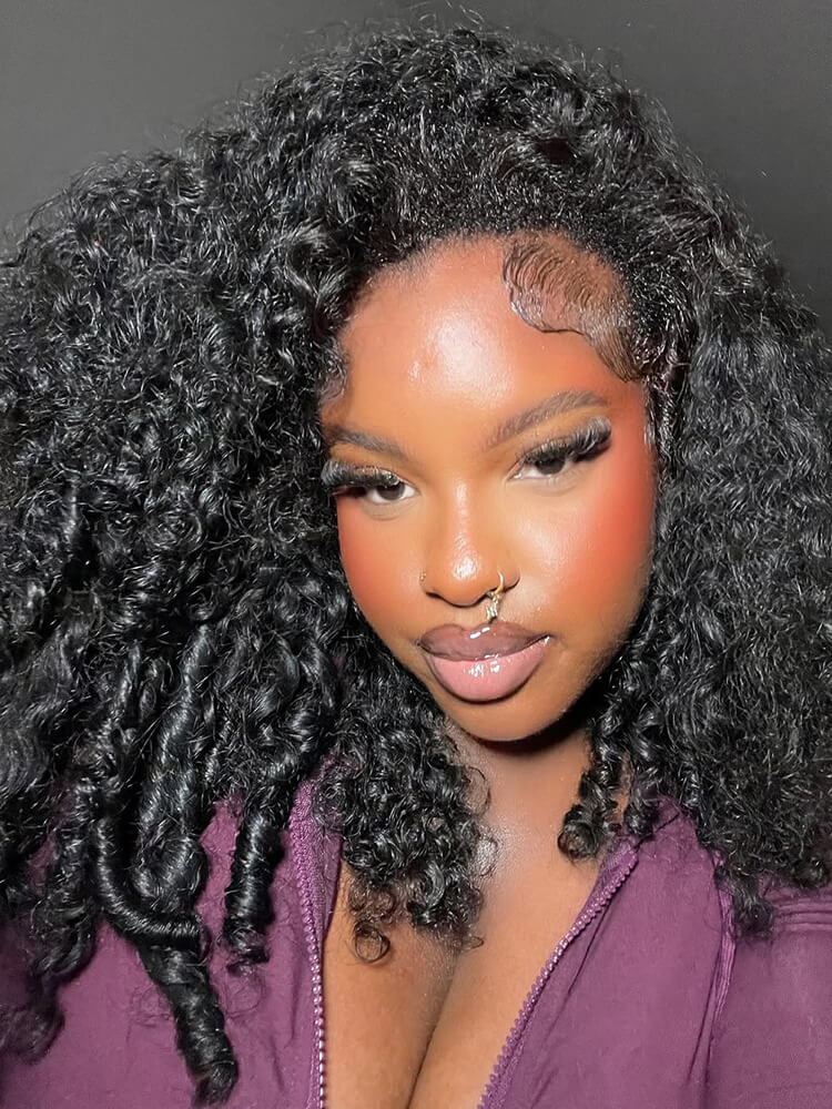 Burmese Curly Half Wig 250% Density Puffy Human Hair Easy To Wear ...